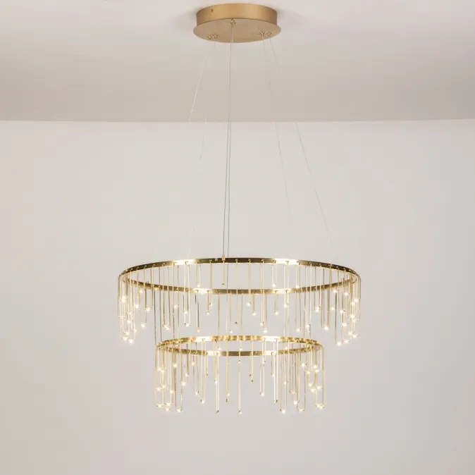 Závěsný LED lustr do obýváku Trinity Gold Platinum 65