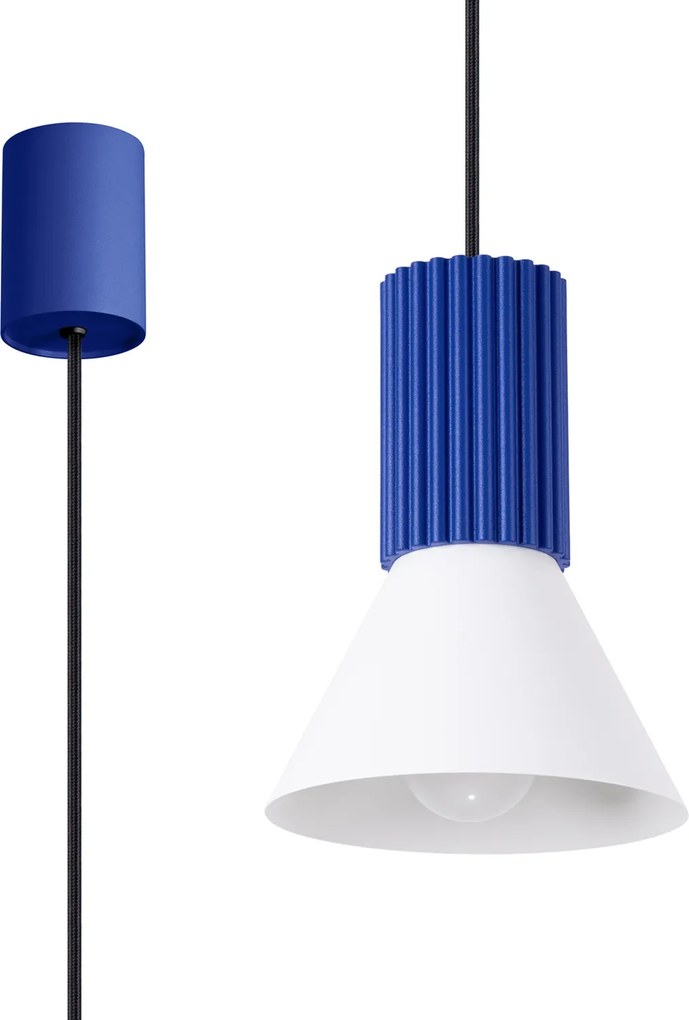 Sollux Lighting Závěsná lampa ESTRIA 1 bílá/ultramarínová