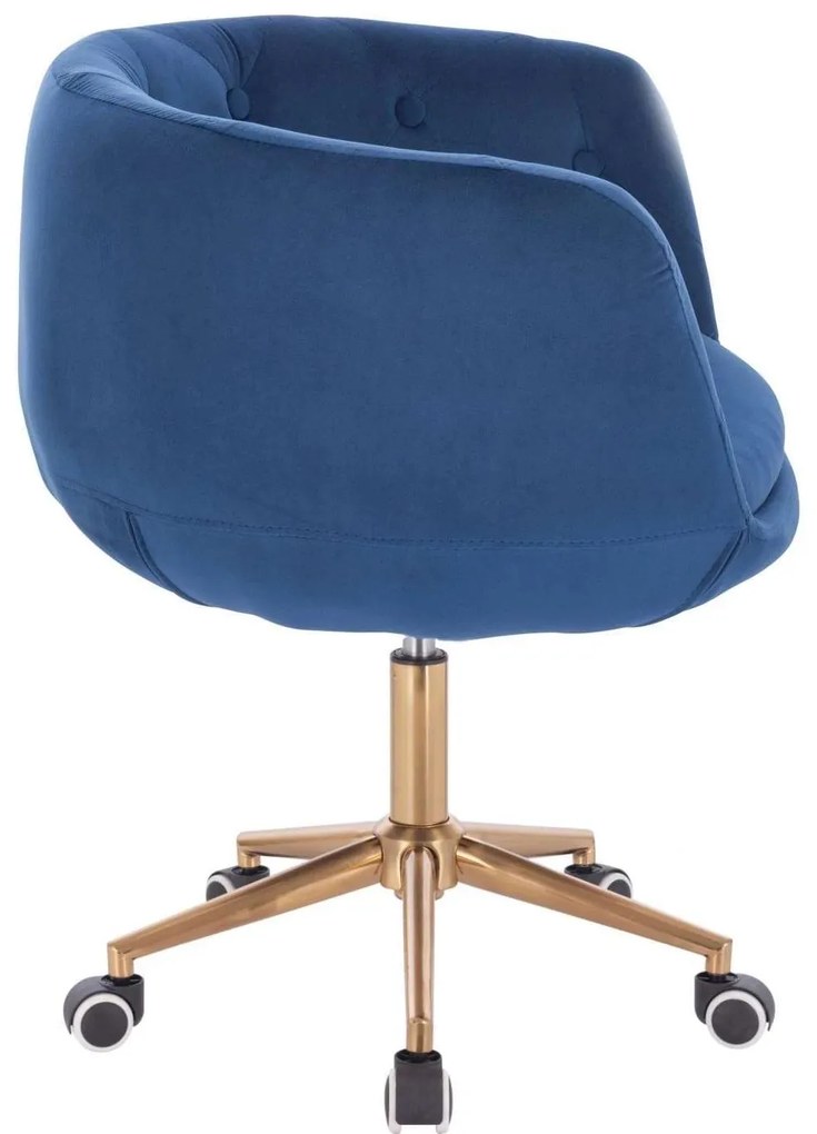 LuxuryForm DESIGN Otočné křeslo MONTANA VELUR na zlaté podstavě s kolečky - modré