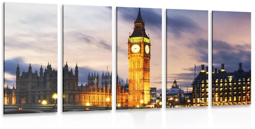 5-dílný obraz noční Big Ben v Londýně Varianta: 200x100