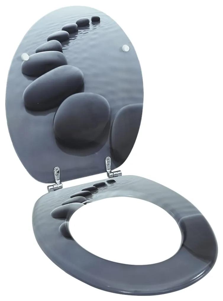 vidaXL WC sedátko MDF s víkem design kameny
