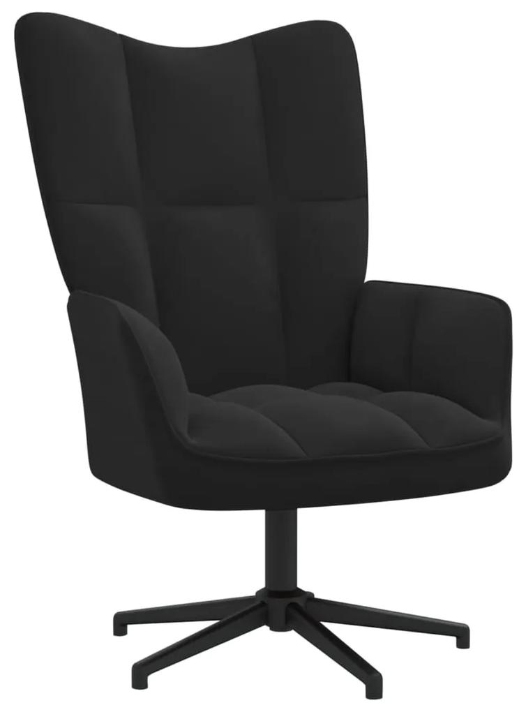 Relaxační křeslo se stoličkou černé samet,  328112