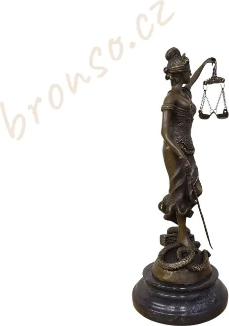 Spravedlnost – Justitia Themis, bronzová socha, elegantní soška bohyně práva