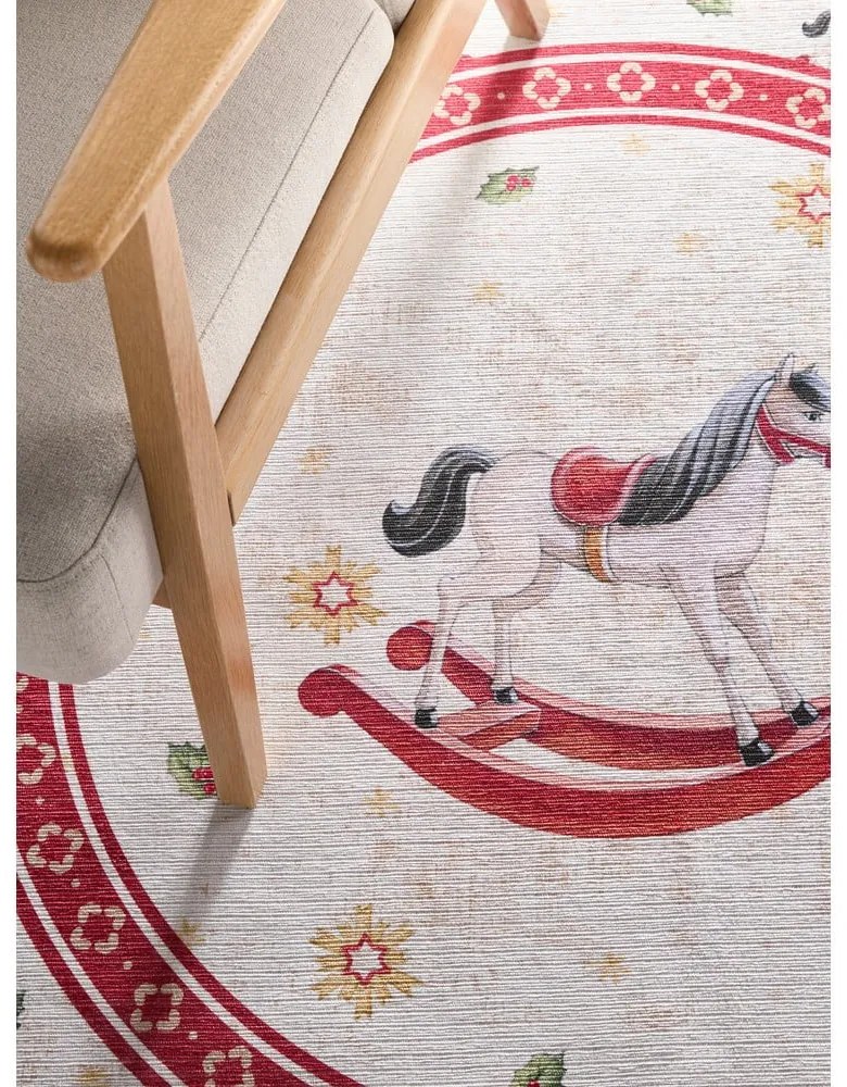 Červený kulatý koberec s vánočním motivem ø 160 cm Toy's Delight Rocking Horse – Villeroy&Boch
