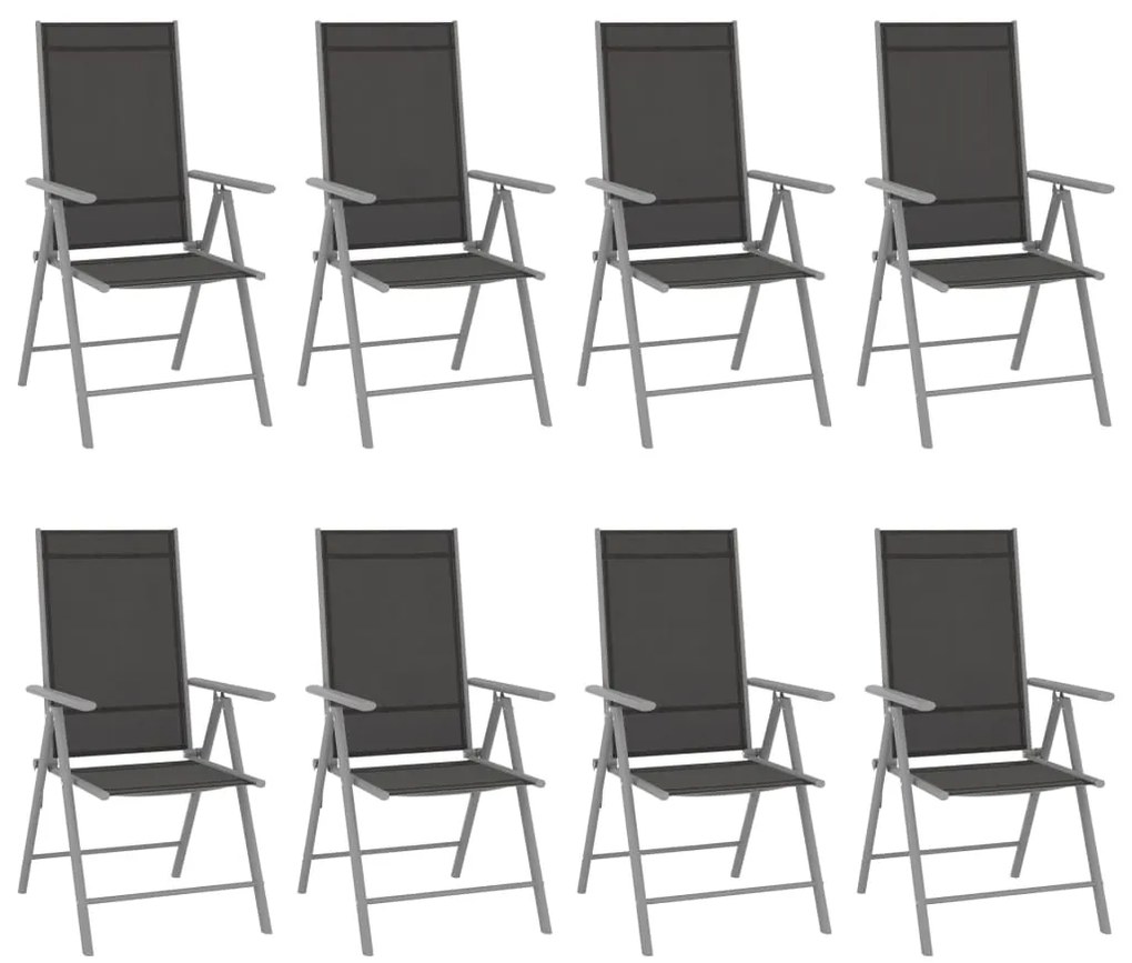 312184 vidaXL Skládací zahradní židle 8 ks textilen černé