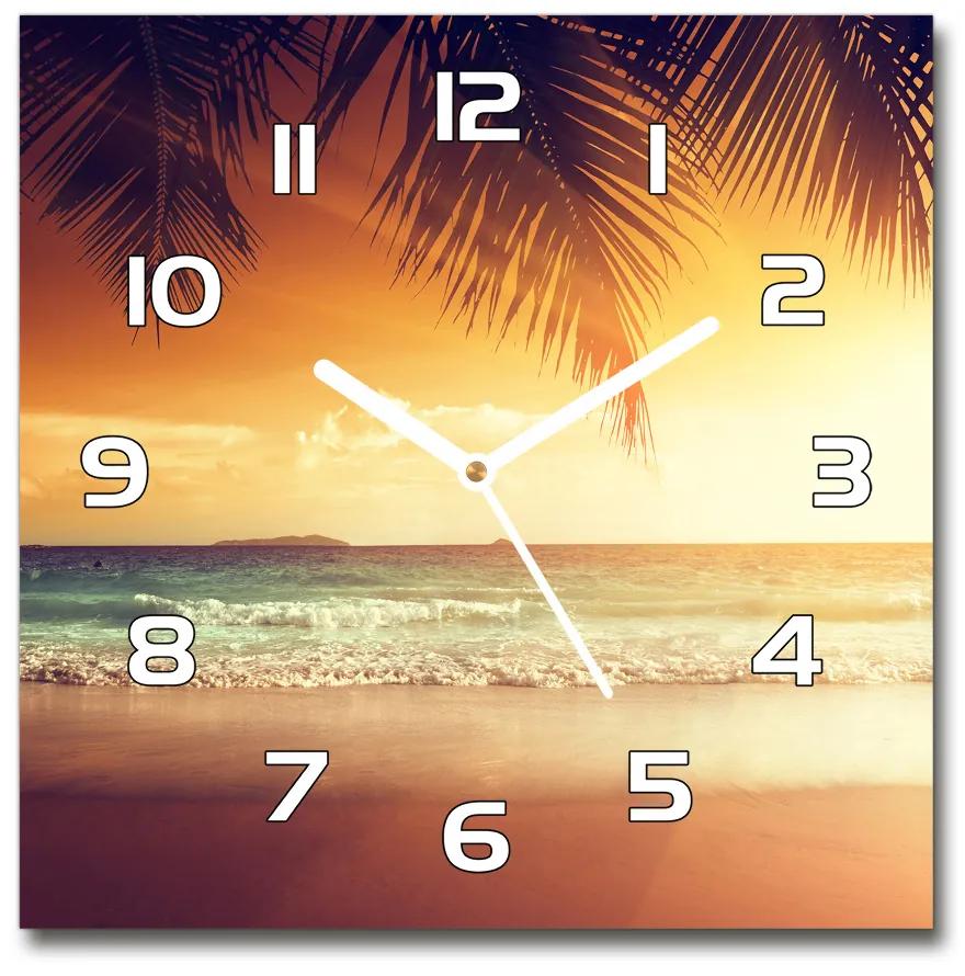 Wallmuralia Skleněné hodiny čtverec Tropická pláž 30x30 cm