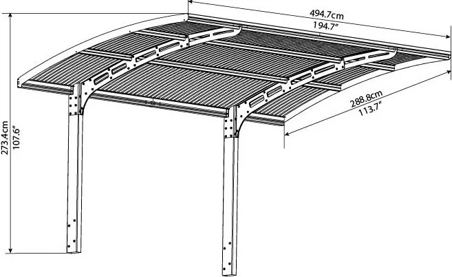 Palram - Canopia Arizona 5000 - hliníkový přístřešek pro auto s obloukovou střechou