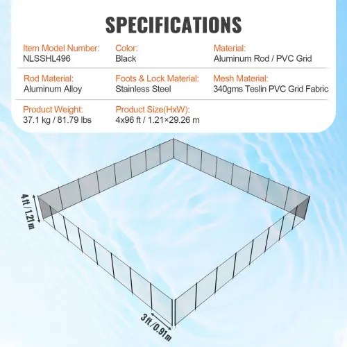 oplocení bazénu 1,22 × 29,26 m odnímatelné bazénové oplocení pro venkovní zapuštěné