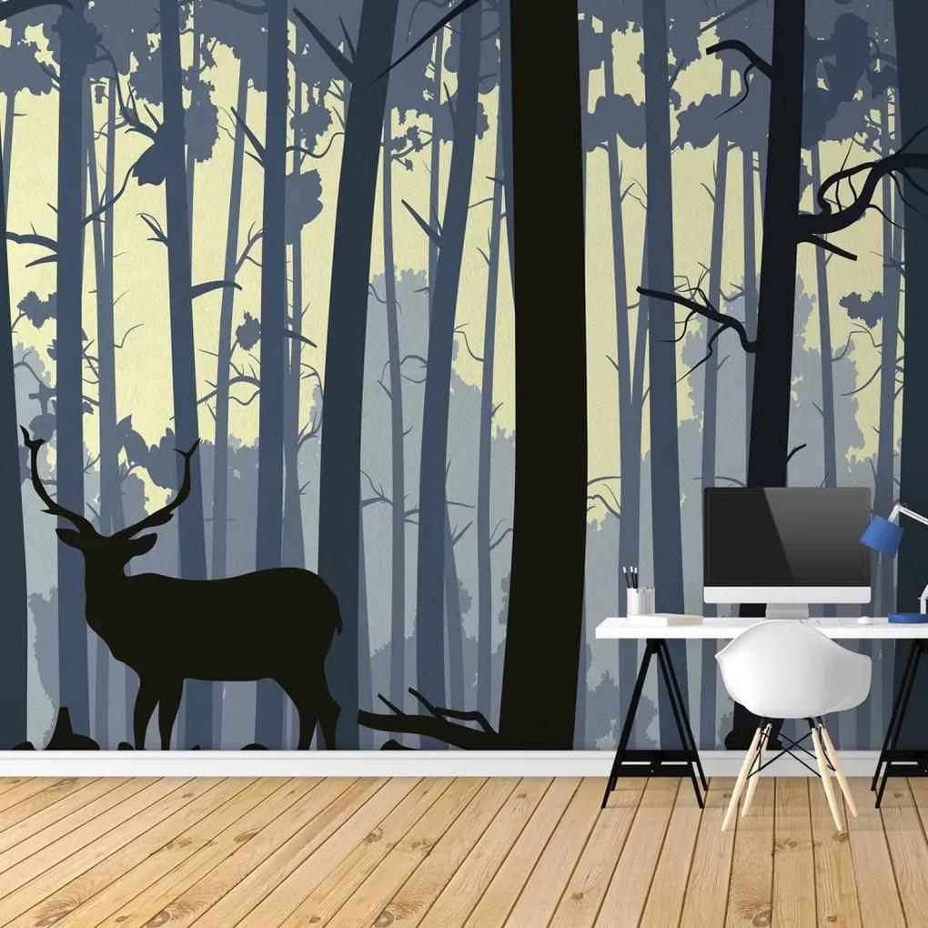 Tapeta - noční les vliesová strukturovaná imitace štuku 240 x 260 cm