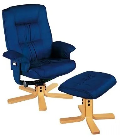 Relaxační a masažní křeslo s podnožkou IAK37, modré IA-EXPORT
