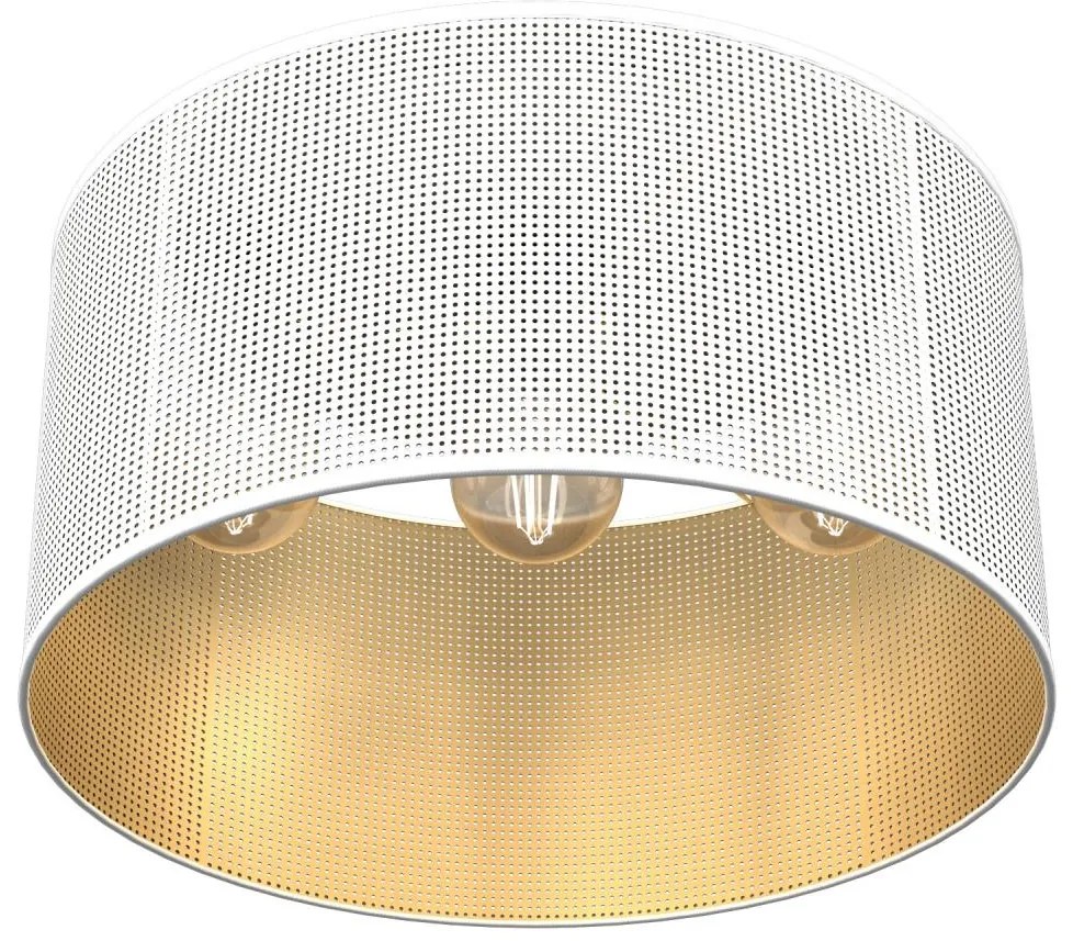 Luminex Lustr přisazený LOFT SHADE 3xE27/60W/230V bílá/zlatá LU5261