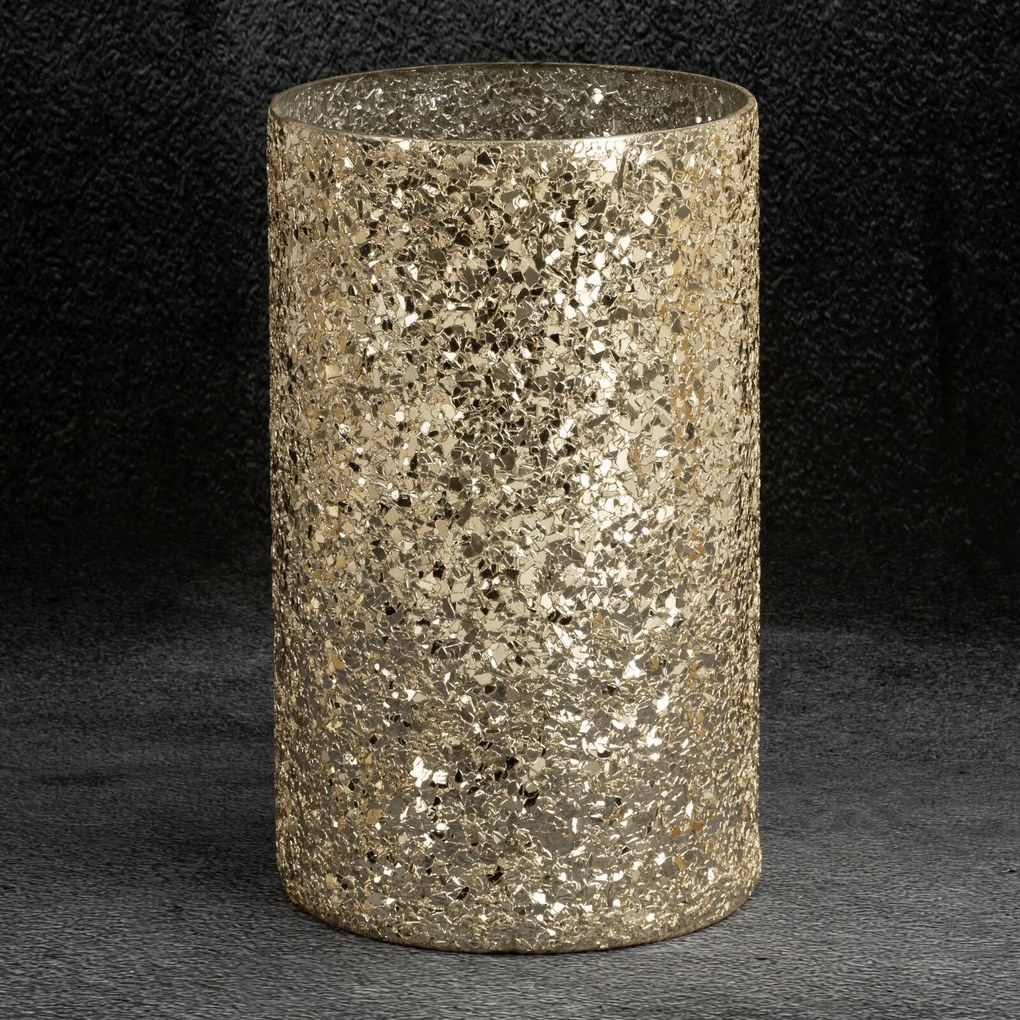 SKLENĚNÁ VÁZA MELIA 12X21 CM ZLATÁ