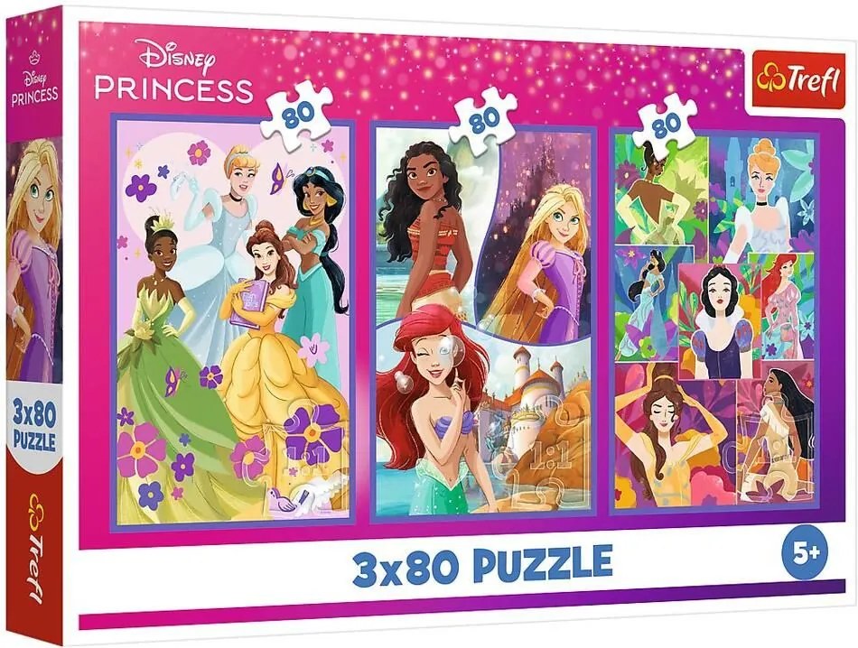 Trefl Puzzle 3x80 Princezny Disney - Princezniny přátelé 18x27,5cm