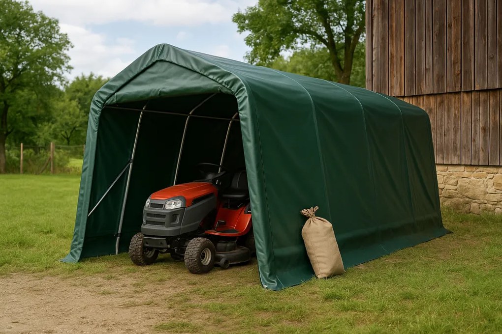 Zahradní a hospodářský stan 3,3×4,8 m, zelený, PVC 550 g/m²