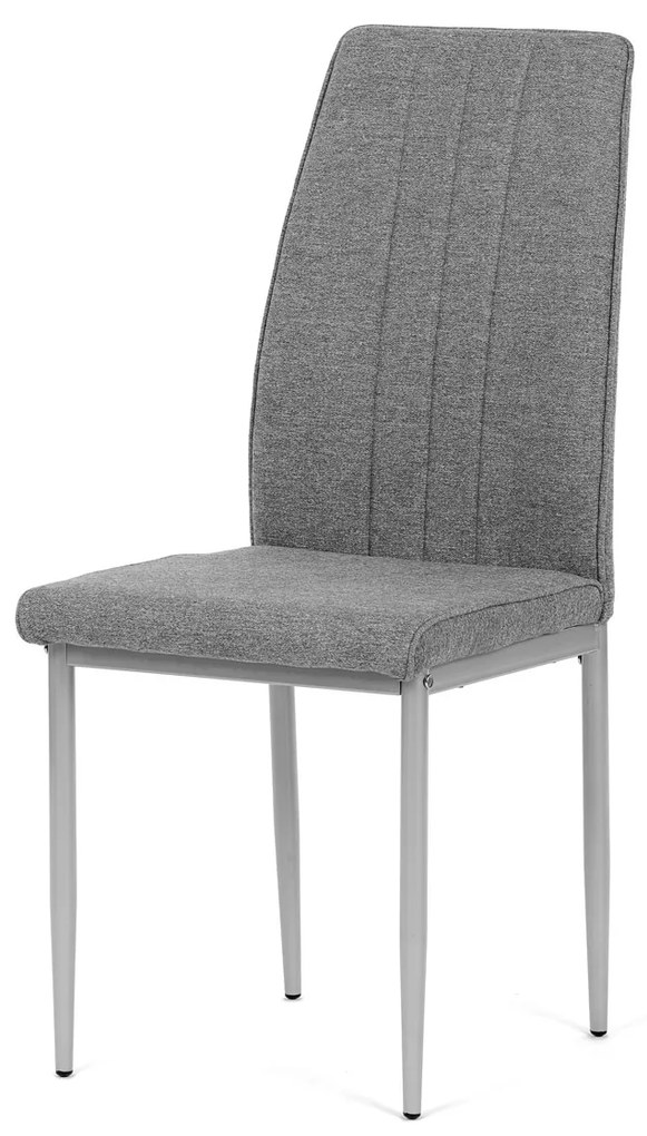 AUTRONIC Židle jídelní, stříbrná látka, šedé kovové nohy