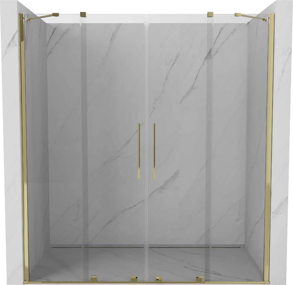 Mexen Velar Duo, posuvné dveře do otvoru 170x200 cm, 8mm čiré sklo, zlatá lesklá, 871-170-000-02-50