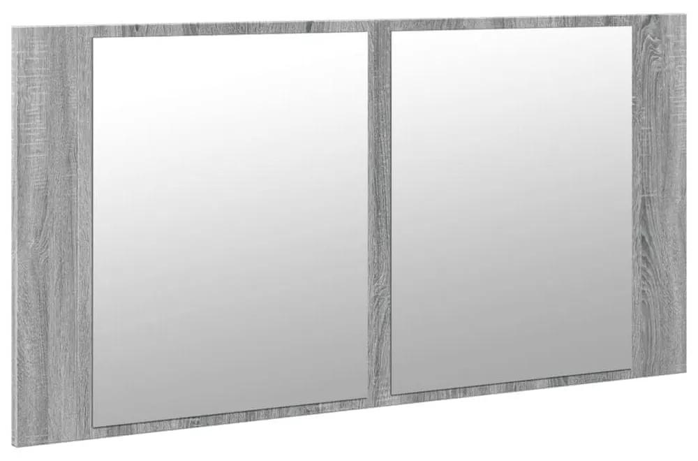 Petromila LED koupelnová skříňka se zrcadlem šedá sonoma 90x12x45cm akryl
