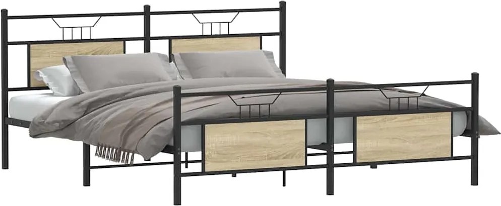Kovový rám postele bez matrace dub sonoma 180 x 200 cm 3325098