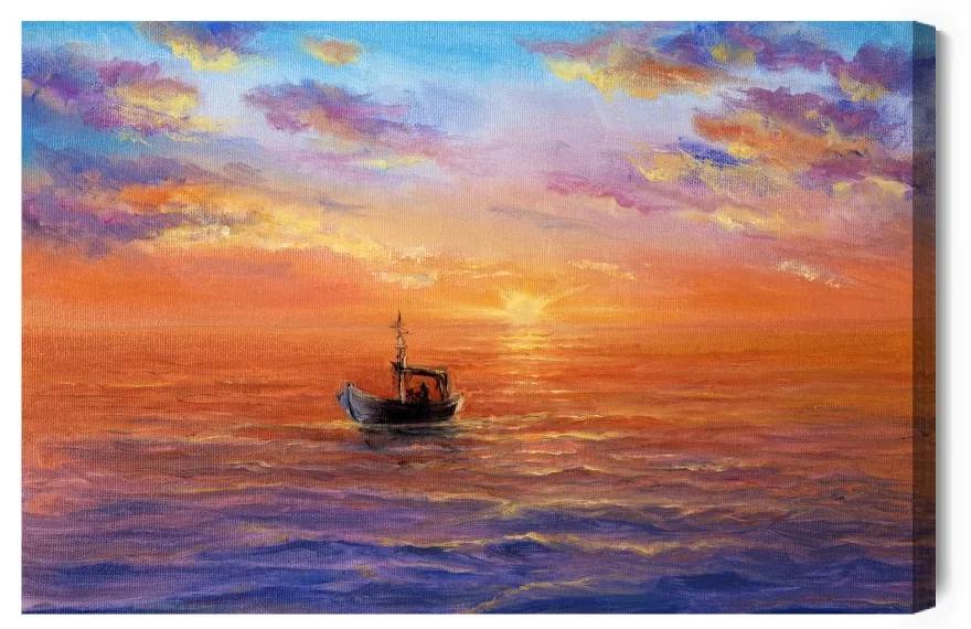 Obraz Loď Na Moři Nedostatek Nedostatek Přírodní plátno 120x80
