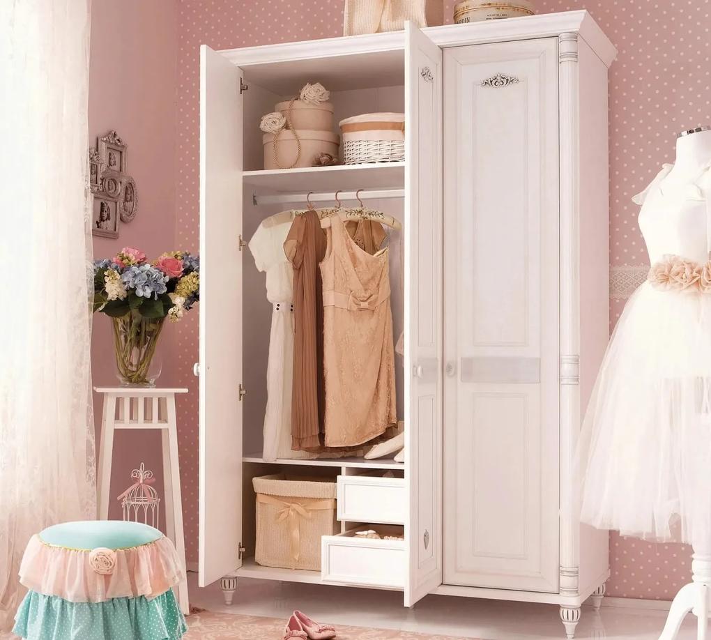 Třídveřová šatní skříň Carmen - bílá