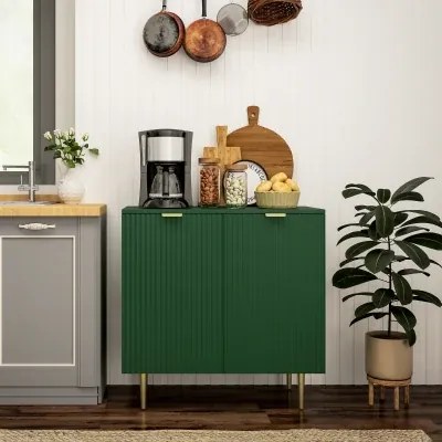 HOMCOM kuchyňské buffet úložný nábytek s 2 dveřmi, nastavitelná police, zvýšené kovové nohy, 80 x 40 x 80 cm, olivově zelená