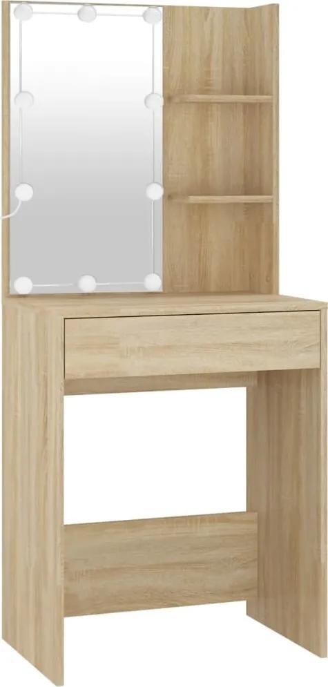 vidaXL LED toaletní stolek se skříňkou dub sonoma kompozitní dřevo [3082020]