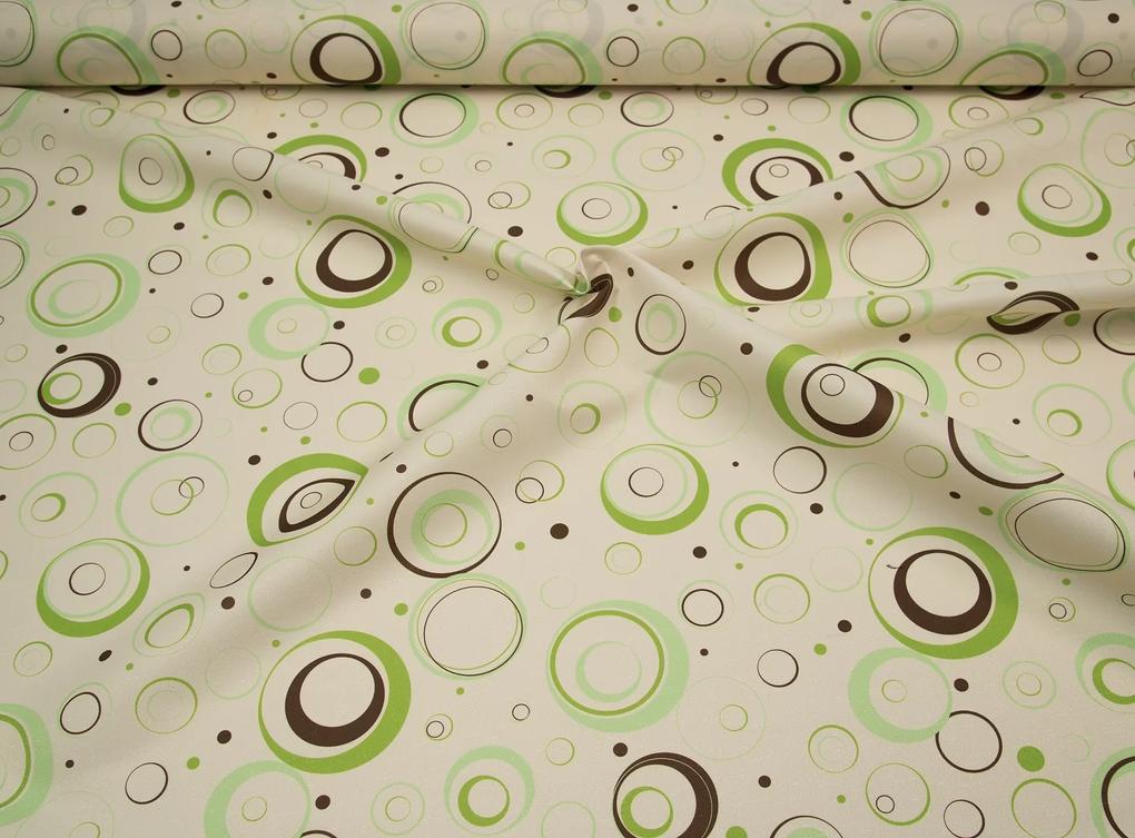 Ubrus teflonový zelené kruhy Rozměry: průměr 150, Tvar: Kulatý