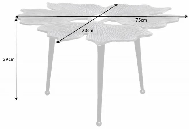 Konferenční stolek Gingko listy 75cm stříbrná černá/ 41792