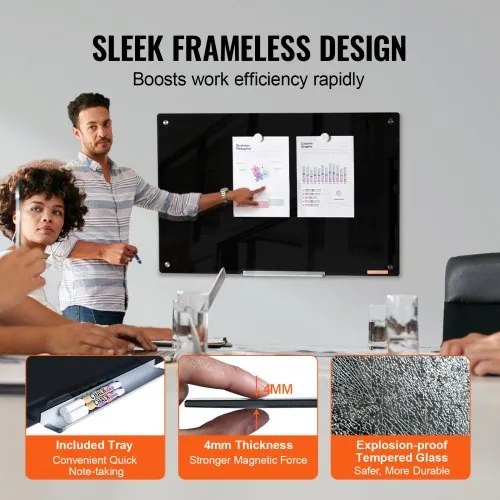 Magnetická skleněná tabule, tabule pro suché mazání 91,4 × 61 cm