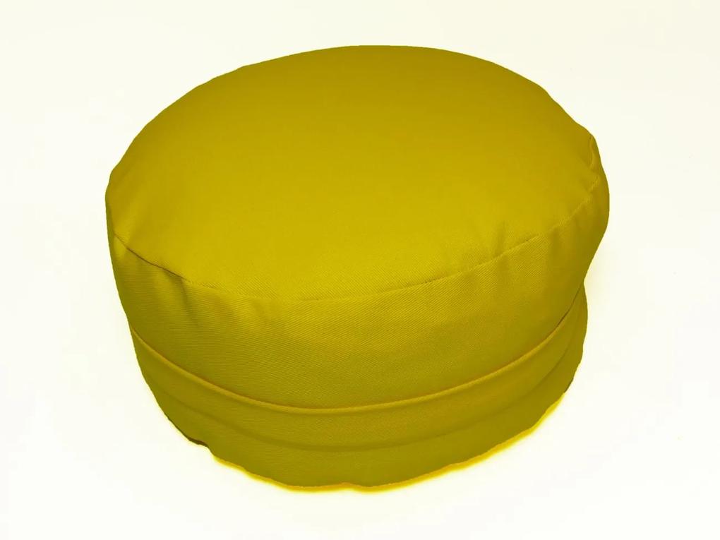 S radostí - vlastní výroba Meditační polštář se zlatým Květem života - žlutý Velikost: ∅30 x v30 cm