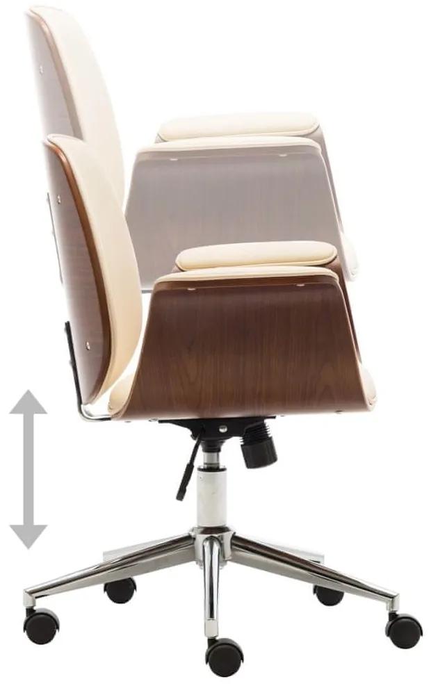 Petromila Kancelářská židle krémová ohýbané dřevo a umělá kůže