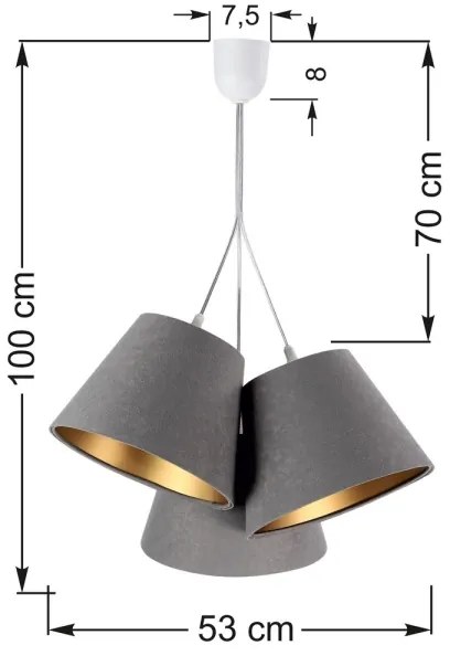 Lustr na lanku AMBROSIA 3xE27/60W/230V