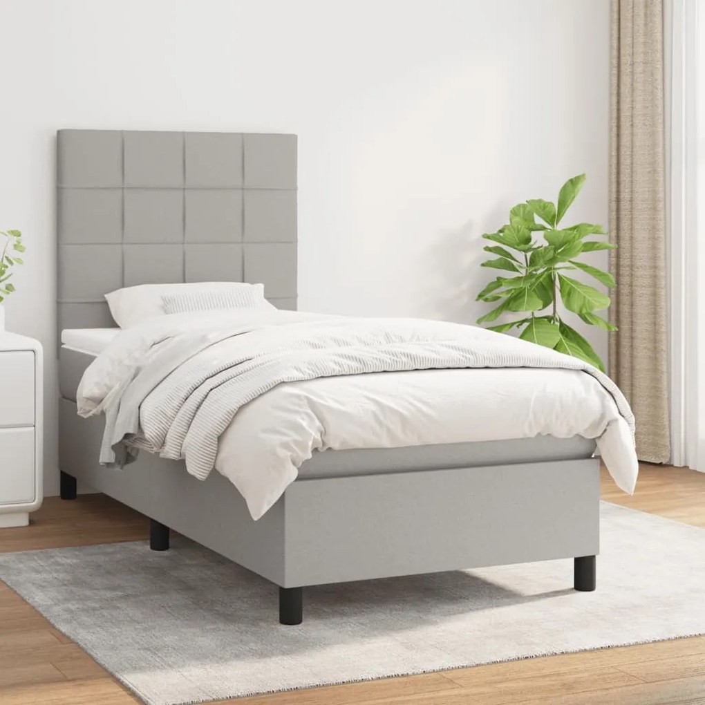 Box spring postel s matrací světle šedá 90x190 cm textil 3141737