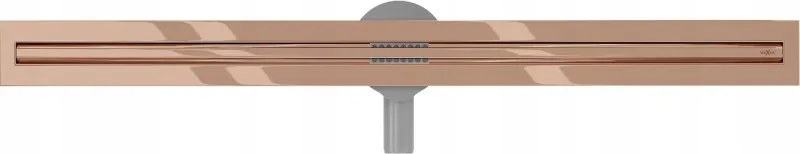 Mexen Flat nerezový sprchový žlab s rotačním 360° sifonem 70 cm, vzor SLIM, růžovo-zlatá, 1641070