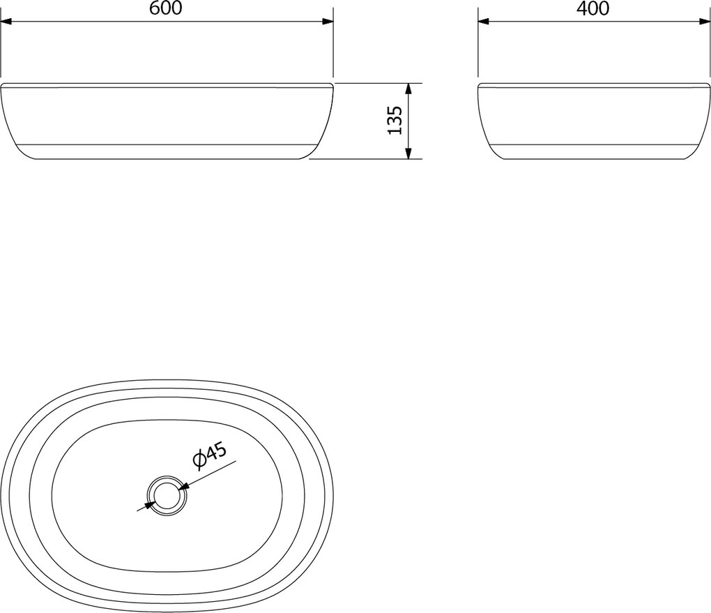 Sapho PRIORI 60 x 13,5 x 40 cm PI026 umyvadlo černá/ modrý vzor