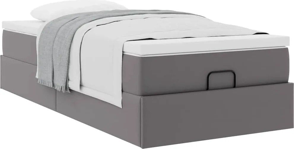 Osmanský rám postele s matrací šedá 100x200cm umělá kůže 3311024
