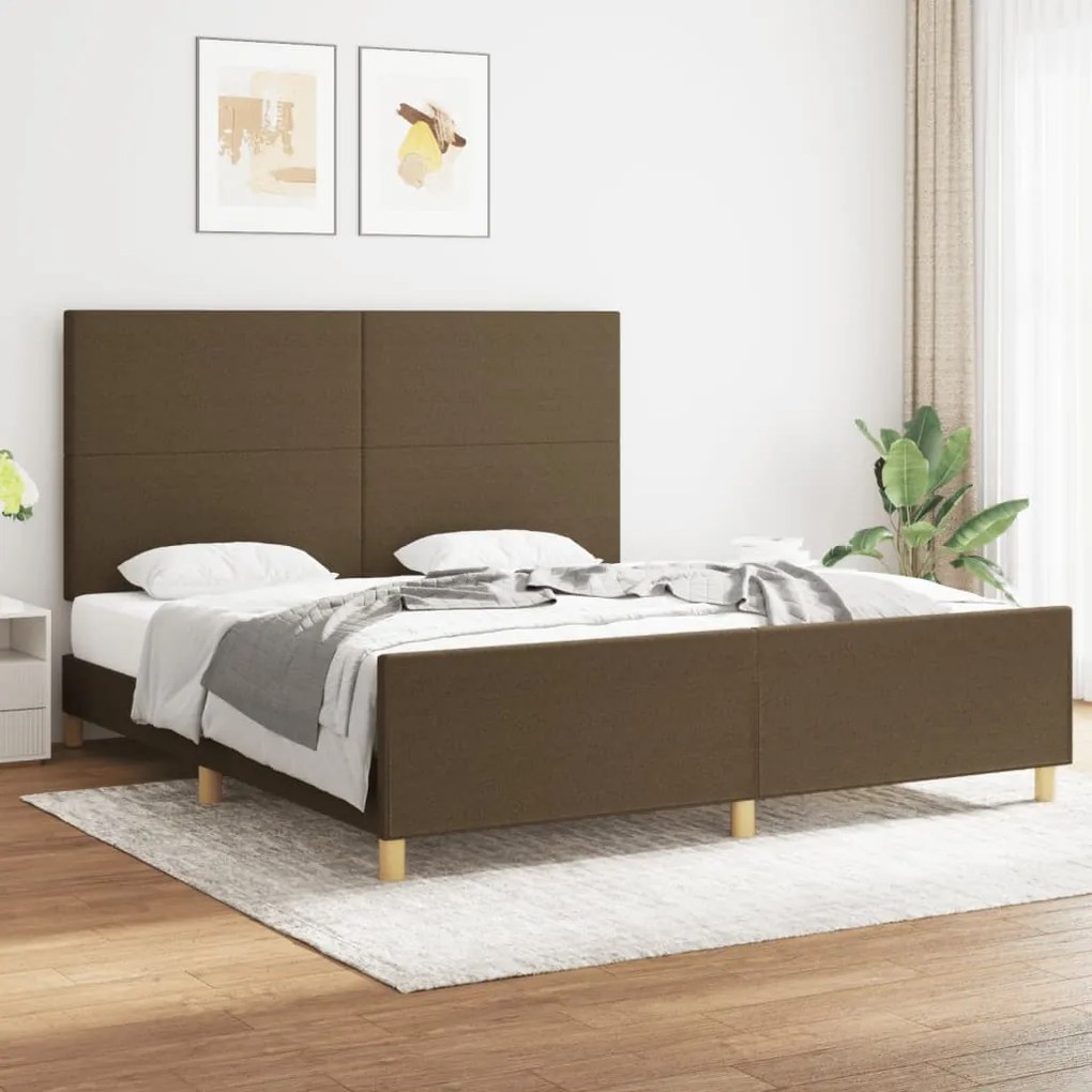 Rám postele bez matrace tmavě hnědý 180 x 200 cm textil 3124914