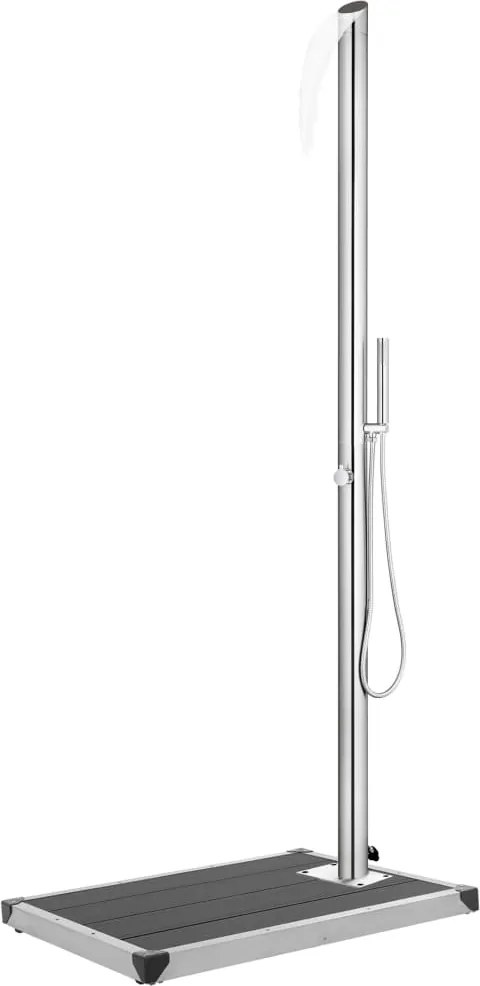 Zahradní sprcha s šedou základnou 225 cm nerezová ocel 3070785