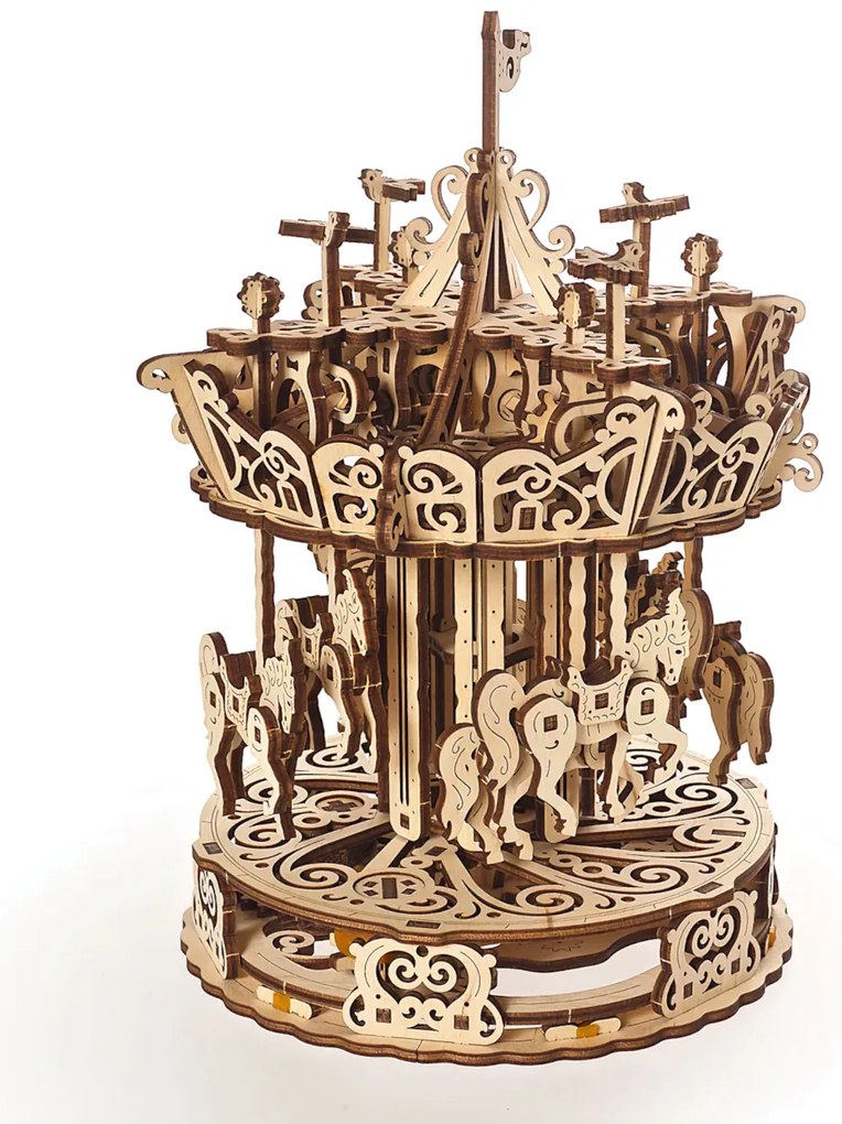 Ugears 3D dřevěné mechanické puzzle Kolotoč