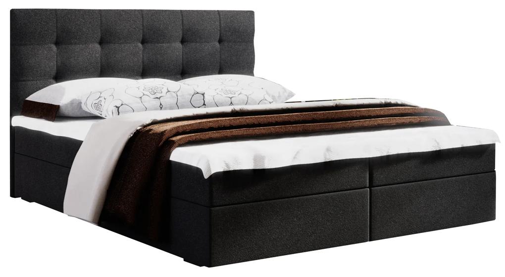 Manželská postel Boxspring 160 cm Fade 2 (černá) (s matrací a úložným prostorem). 1046497
