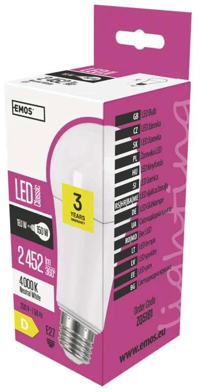 Emos lighting LED žárovka Classic A67 18,1W E27 neutrální bílá