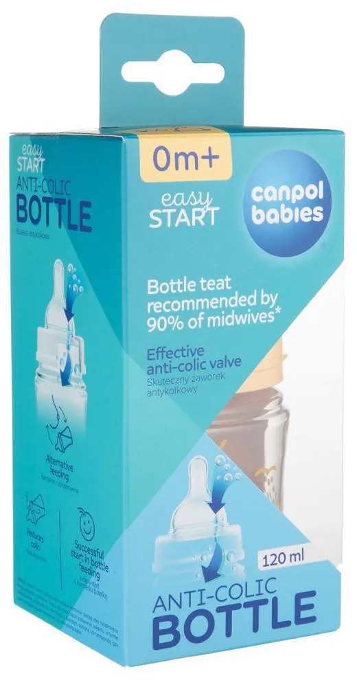 Canpol babies Antikoliková lahev EasyStart Mountains 120 ml Béžová