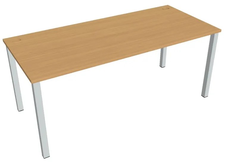 Stůl pracovní rovný 180 cm - Hobis Uni US 1800 Dekor stolové desky: buk, Barva nohou: Stříbrná