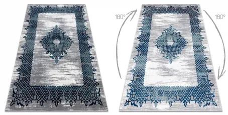 koberec CORE W9797 Rám, růžice strukturální dvě úrovně rouna, modrý velikost 200x290 cm | krásné koberce cz