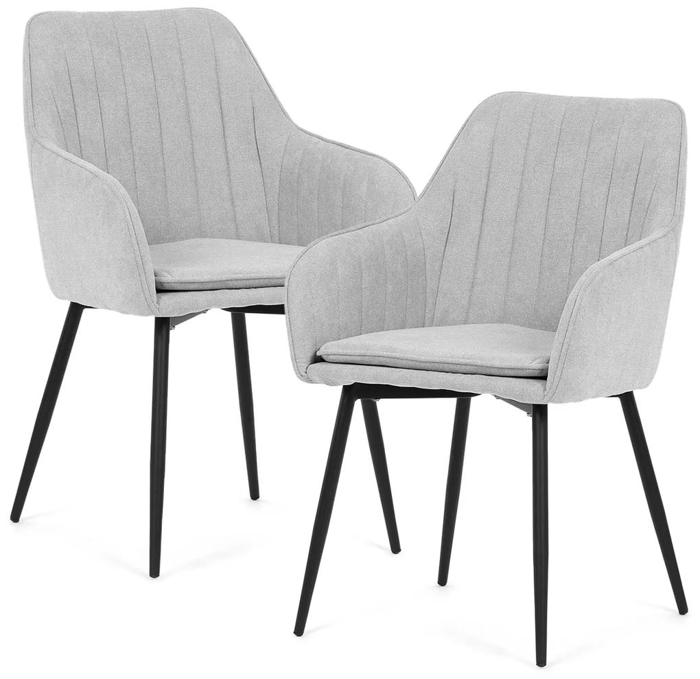 Sada jídelních polstrovaných židlí 2 ks, stříbrná, 53 x 80 x 62 cm