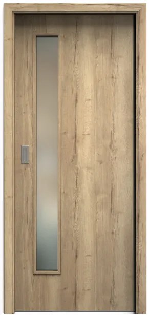 SAPELI ELEGANT KOMFORT M60 - CPL LAMINÁT - POSUVNÉ DVEŘE VČ. ZÁRUBNĚ - Dub Halifax Průchozí šířka (cm): 90, Průchozí výška (cm): 197