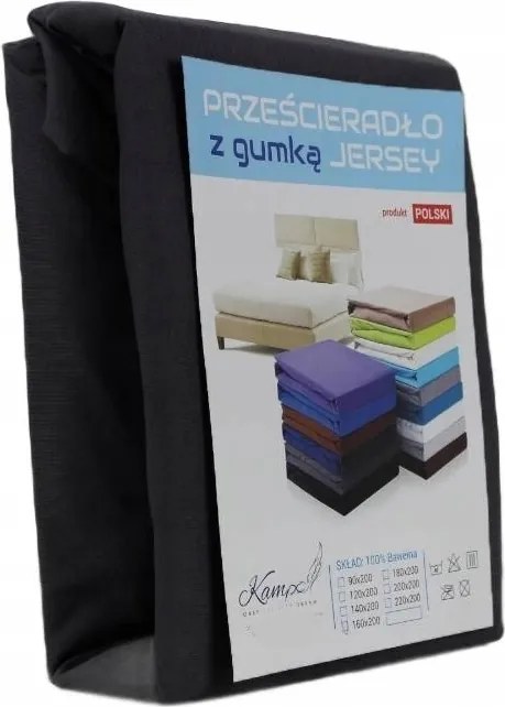Prostěradlo S Gumičkou Jersey Vip Bok 30CM Bavlněné Černé 100x220
