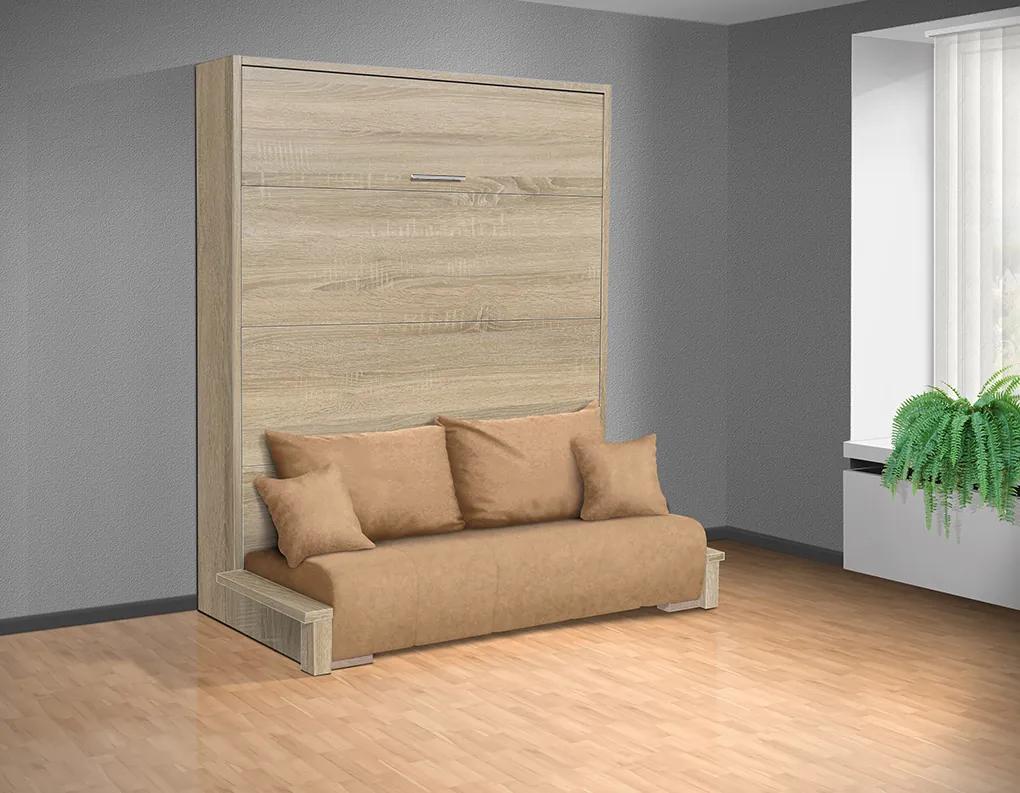 Výklopná postel s pohovkou VS 3058P, 200x160 cm barva lamina: dub sonoma, nosnost postele: standartní nosnost, barva pohovky: ALOVA 66 béžová