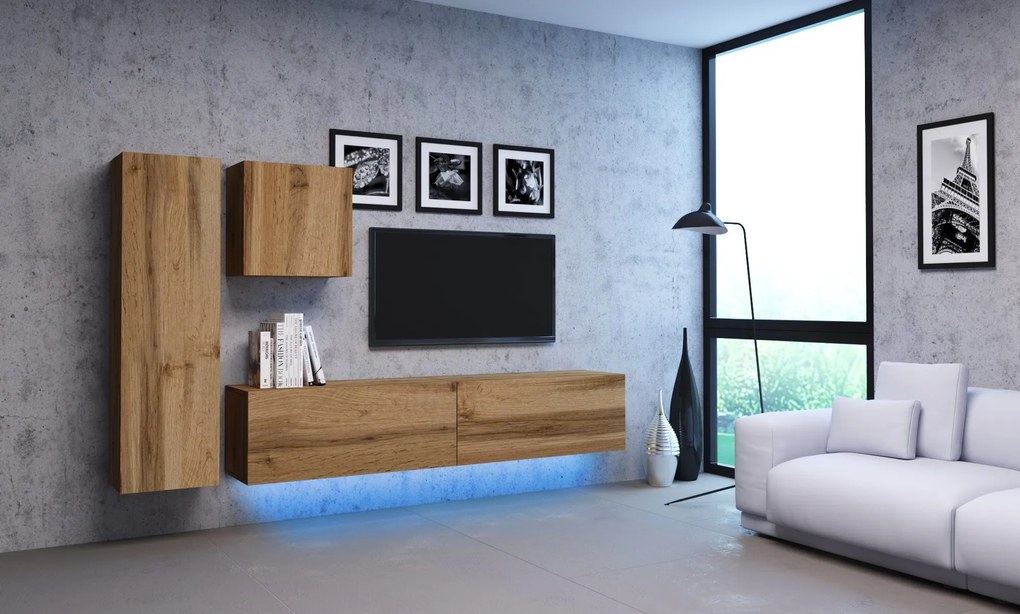 Závěsná vitrína Vivien 40 cm s LED osvětlením dub Wotan