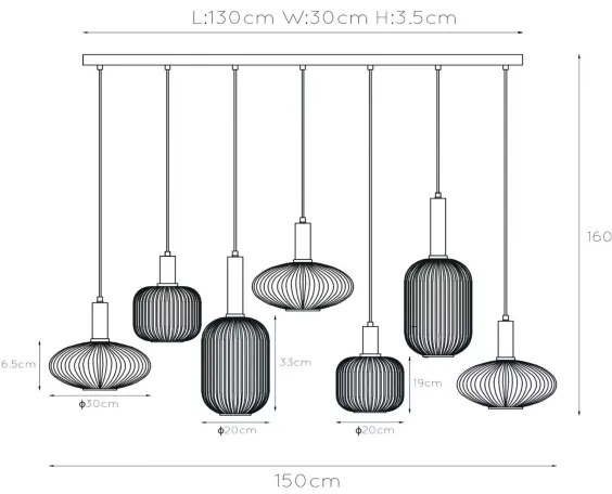 Lucide 45386/07/62 - Lustr na lanku MALOTO 7xE27/40W/230V